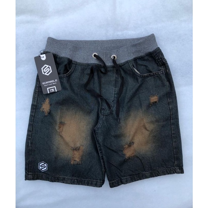 Latest SCREBBLE original Ripped jeans Shorts | Shopee Malaysia