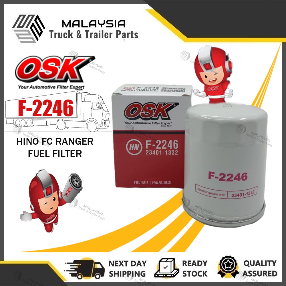 OSK F-2246 FUEL FILTER HINO FG WU300 HO7D HO7C (23401-1332) | Shopee ...