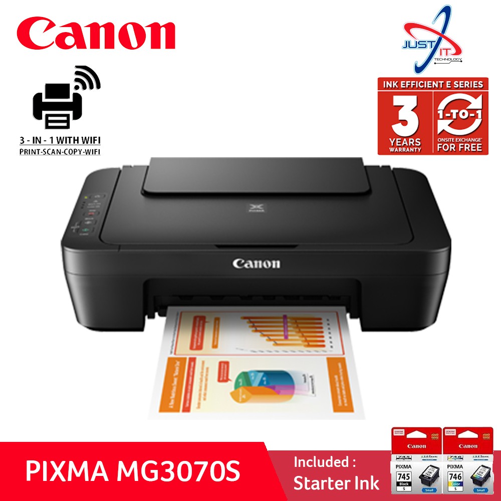 Canon Pixma MG3070S All In One Inkjet Printer (Print, Scan, Copy ...