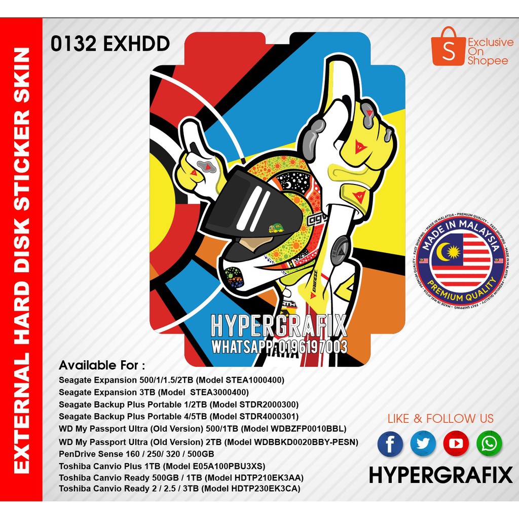 External HDD Sticker Skin (Seagate / WD / Pendrive / Toshiba Canvio ...