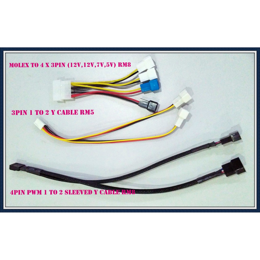 3pin 4pin Y Cable Splitter PWM Cable for Casing Fan | Shopee Malaysia