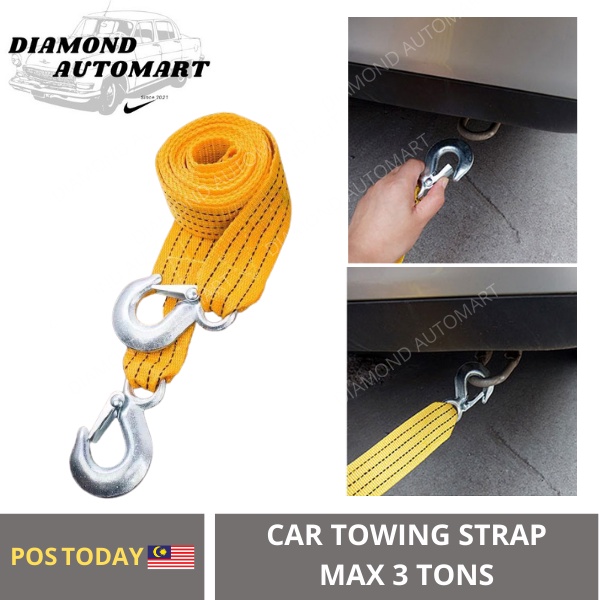 -DIAMOND- Heavy Duty 3T Car Towing Strap Rope Tali Towing Kereta (max ...