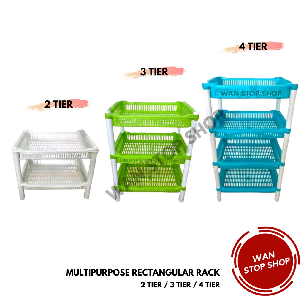 Rectangular Rack 2/3/4 Tier Plastic Rack Storage Rack Home Office ...