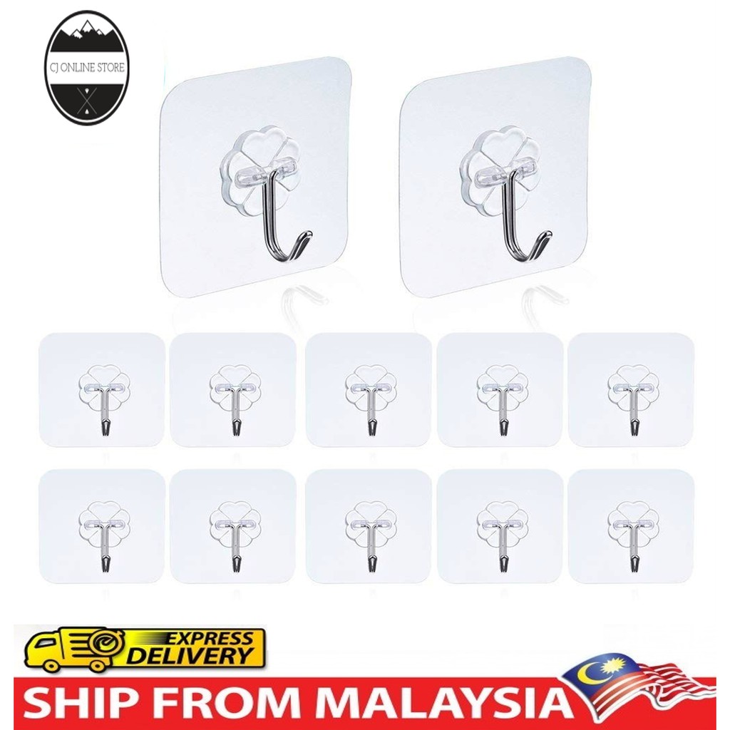 Local Ready Stock 1pc Reusable Wall Hooks Strong Adhesive Magic Hook ...