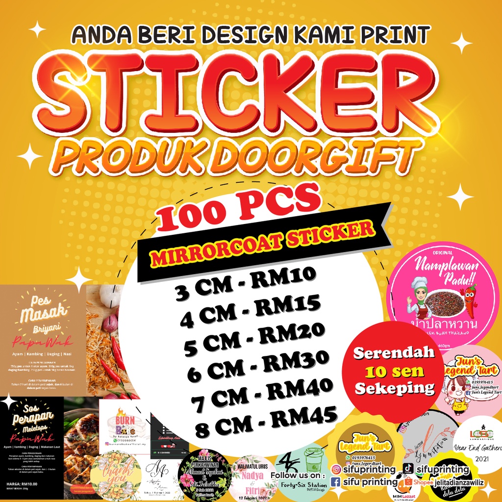(100PCS) STICKER PRODUK DOORGIFT LABEL MURAH | BERI DESIGN KAMI PRINT ...