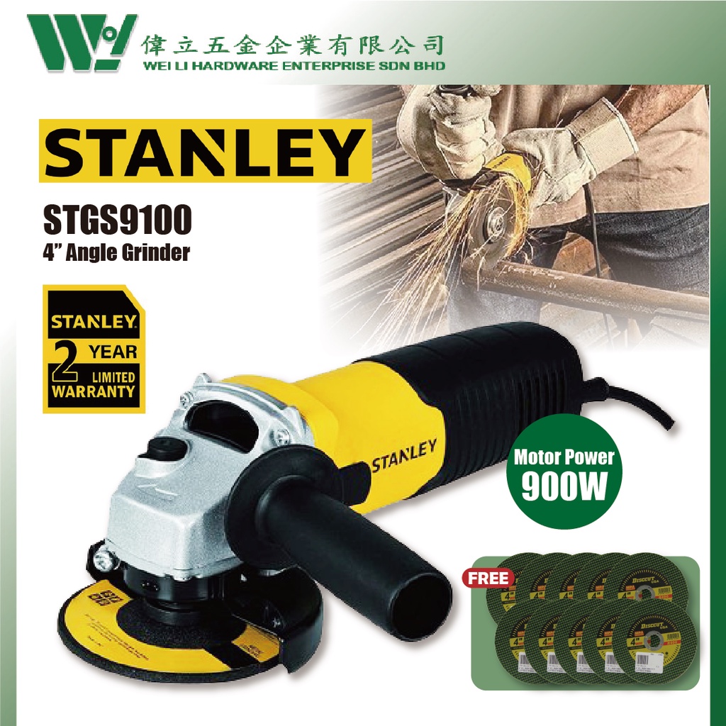 STANLEY STGS9100 900W 4" Angle Grinder / stanley angle grinder mesin ...
