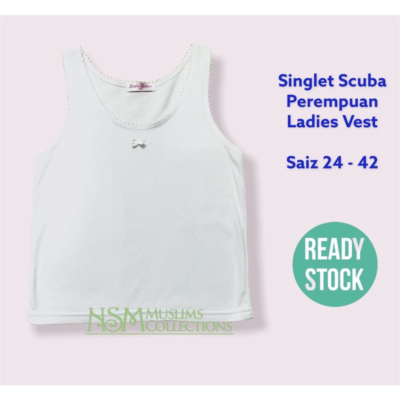 Singlet Scuba Perempuan Putih sekolah rendah, menengah, agama, material ...