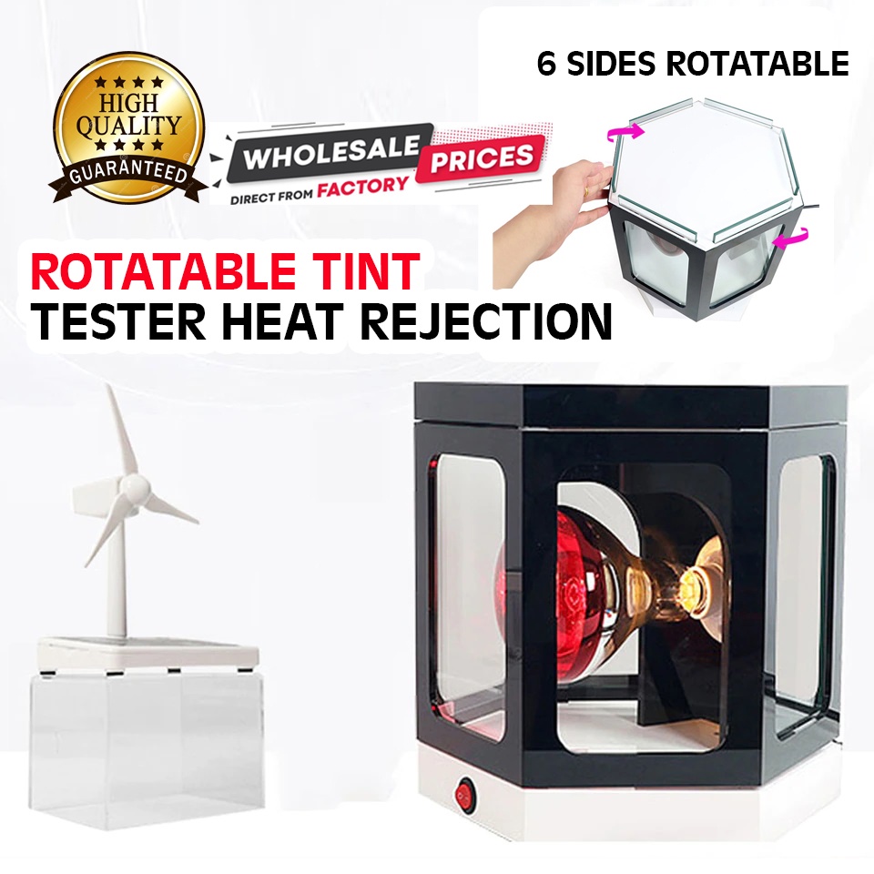 Tint Heat Box Display 6 sides Rotatable tint tester Heat Rejection/Test ...
