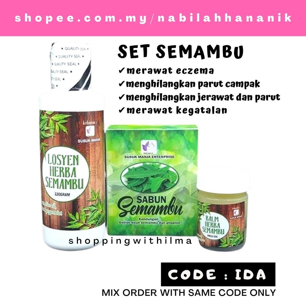 Set Semambu Sabun / Balm / Losyen Herba - HFMD, kurap, chicken pox ...