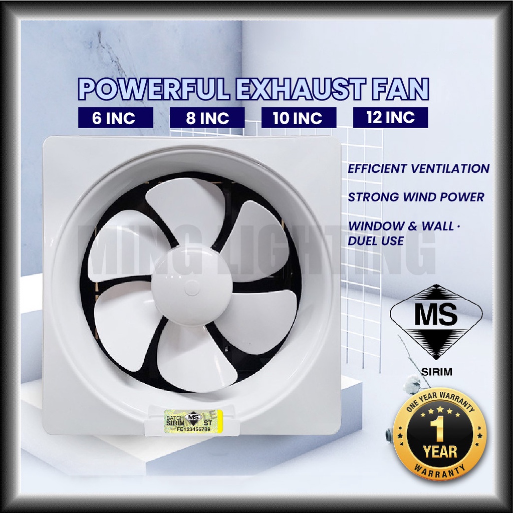 (Sirim) Wall Exhaust Fan 6" 8" 10" 12" Ekzos Air Ejector Ventilation ...