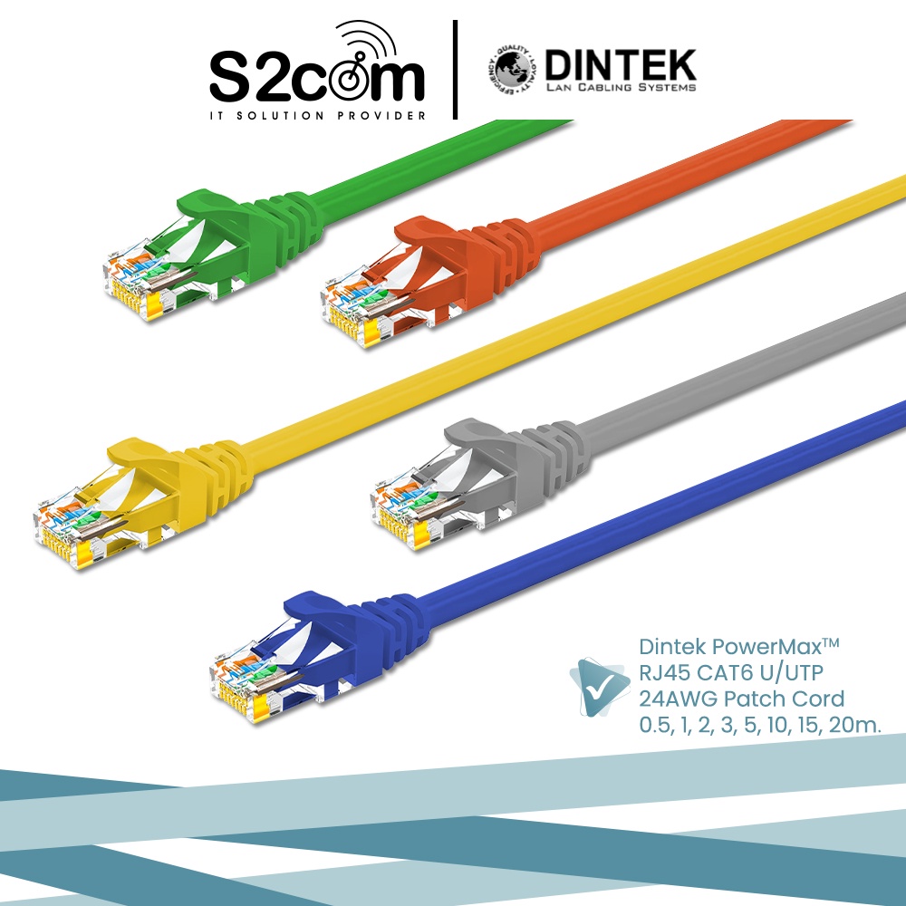 Dintek PowerMax Cat6 RJ45 U/UTP 24AWG Patch Cord 0.5m 1m 2m 3m 5m 10m ...
