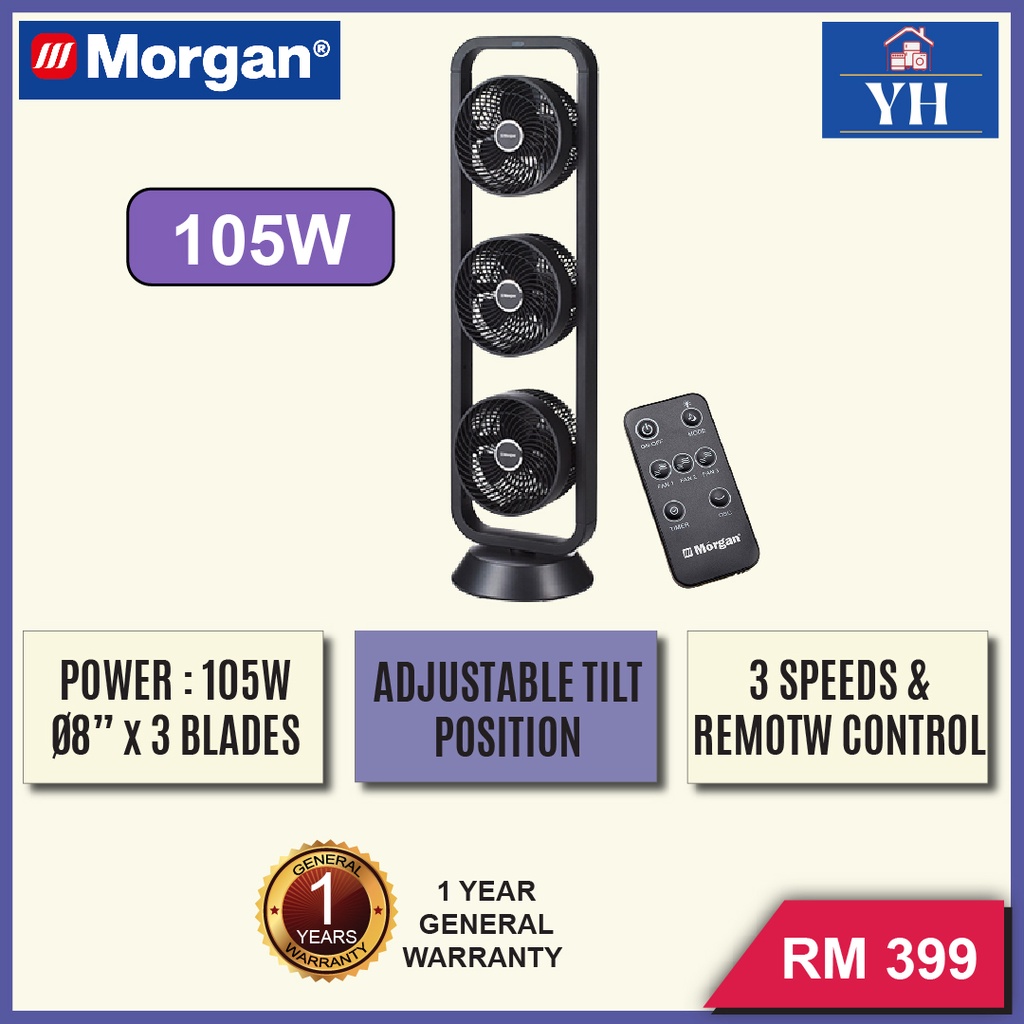 Morgan 105W 3 Blades Circulation Fan Stand Fan with Remote Control ...