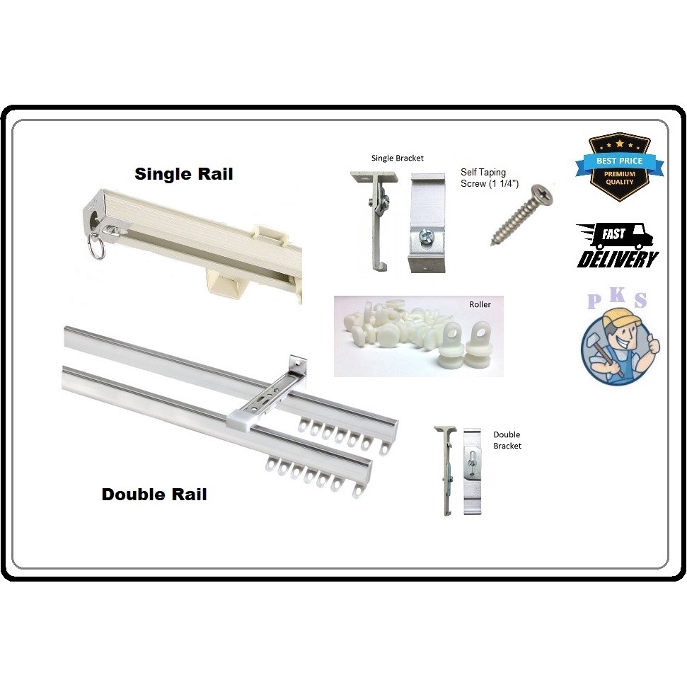 Rel Langsir Aluminium Set Lengkap Jenis Single/Double (Aluminium ...