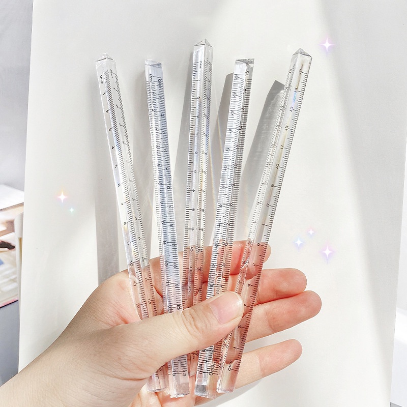 15cm Simple Crystal Triangle Rulers Transparent Measuring Ruler for ...