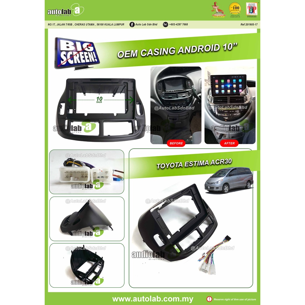 Android Player Casing 10" Toyota Estima ACR30 ( with Socket Toyota 2H ...