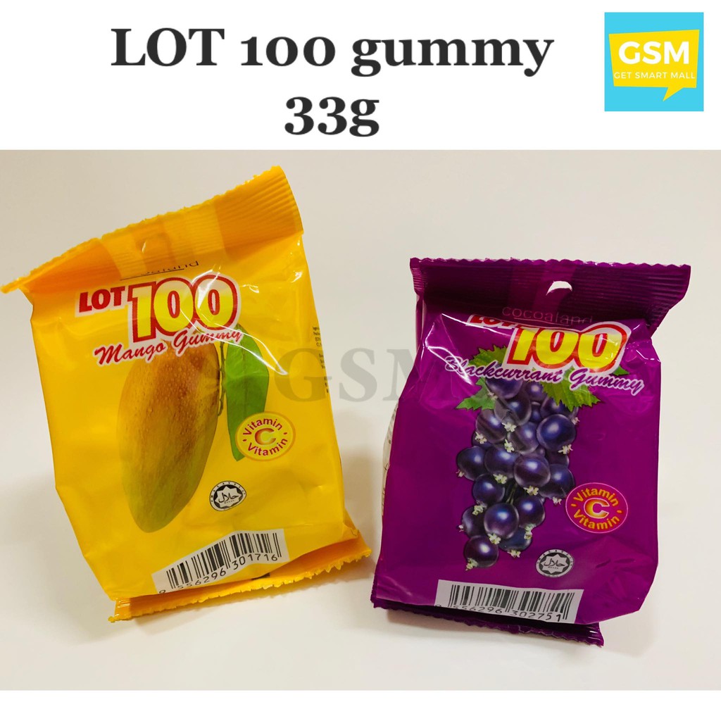 Lot 100 Gummy Candy 33g (mango / blackcurrant) | Shopee Malaysia