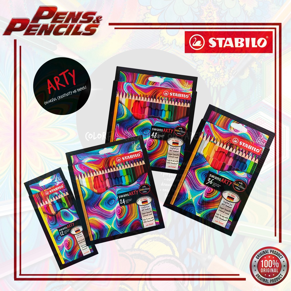 STABILO swans ARTY Colour / Color / Colored Pencil with Gold & Silver ...