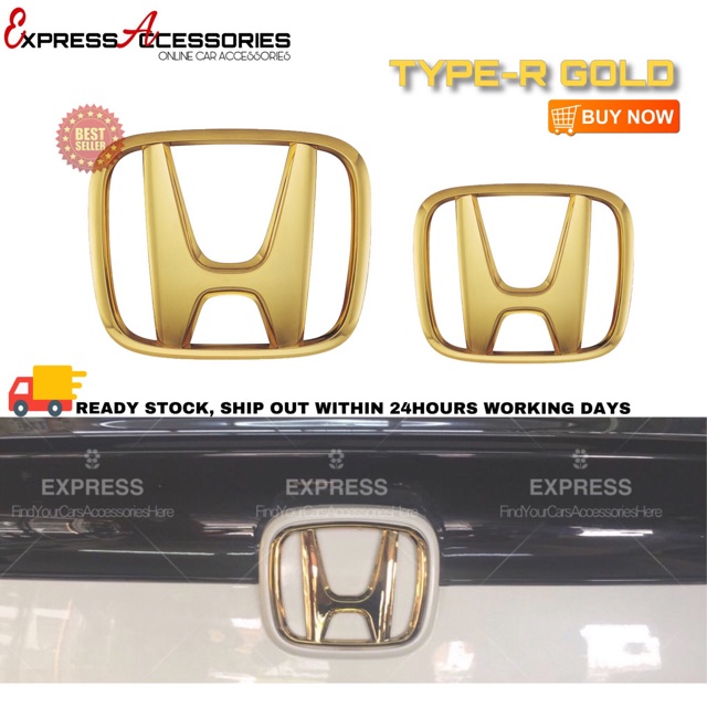 (GOLD) HONDA GOLD EMBLEM LOGO TYPE-R EMBLEM CIVIC / CITY / ACCORD / HRV ...
