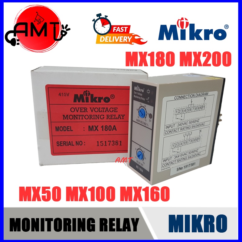 MIKRO MX50A MX100A MX160A MX200A 3 PHASE 415V MONITORING RELAY | Shopee ...