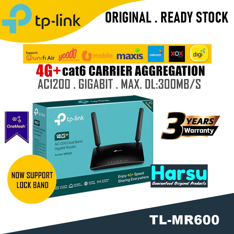 TP-Link MR600 V2 AC1200 4G+ CAT6 Dual Band Gigabit Sim Modem Wireless ...