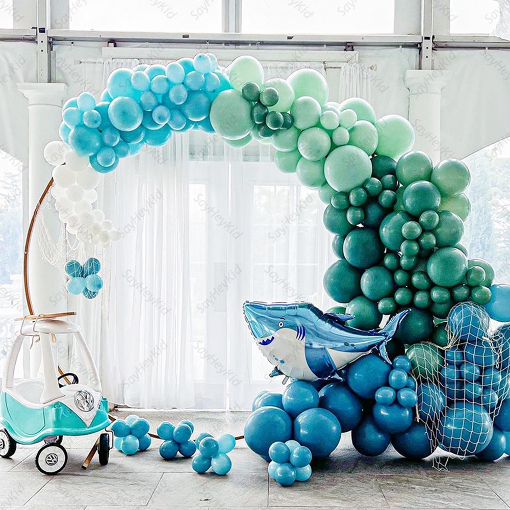 181pcs Ocean Theme Balloon Garland Arch Kit Big Shark Foil Balloon Blue ...