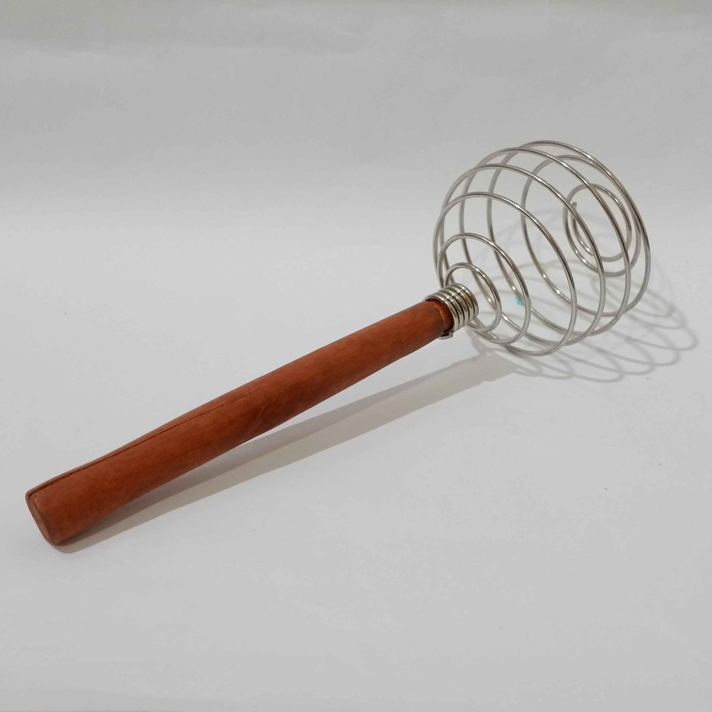 Egg Beater Whisk Mixing and Whipping Stainless Steel w/ Wood Handle ...