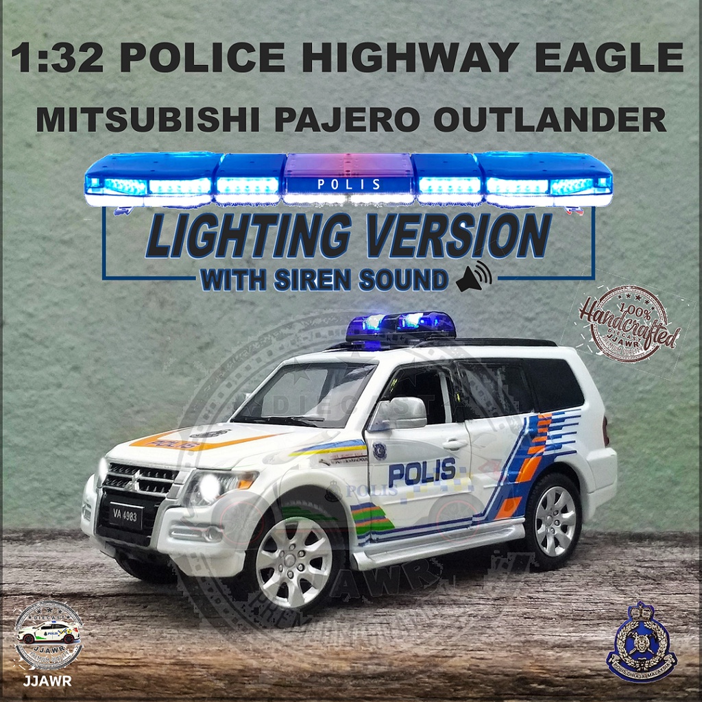 POLIS TRAFIK OUTLANDER SIREN: 1:32 Mitsubishi Pajero Outlander PDRM ...
