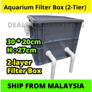 Aquarium Filter Box 2-Layers Filteration Box Fish Tank 3-tier Water ...