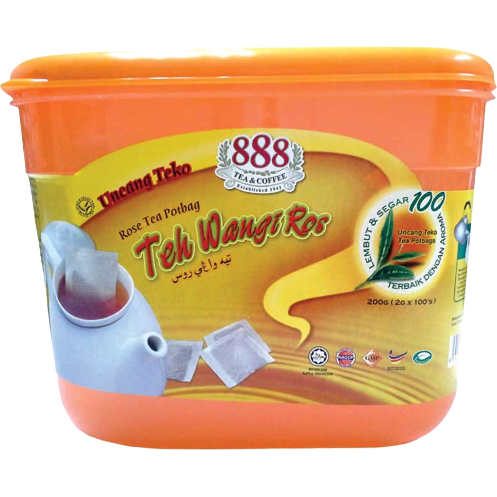 888 Teh Wangi Ros Uncang Teko Potbag 2g x 100's (Container) | Shopee ...