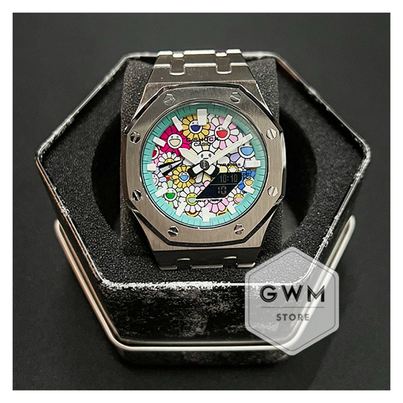 Casio G-Shock "Full Metal CasiOak Custom" MURAKAMI (Full Silver Bezel ...