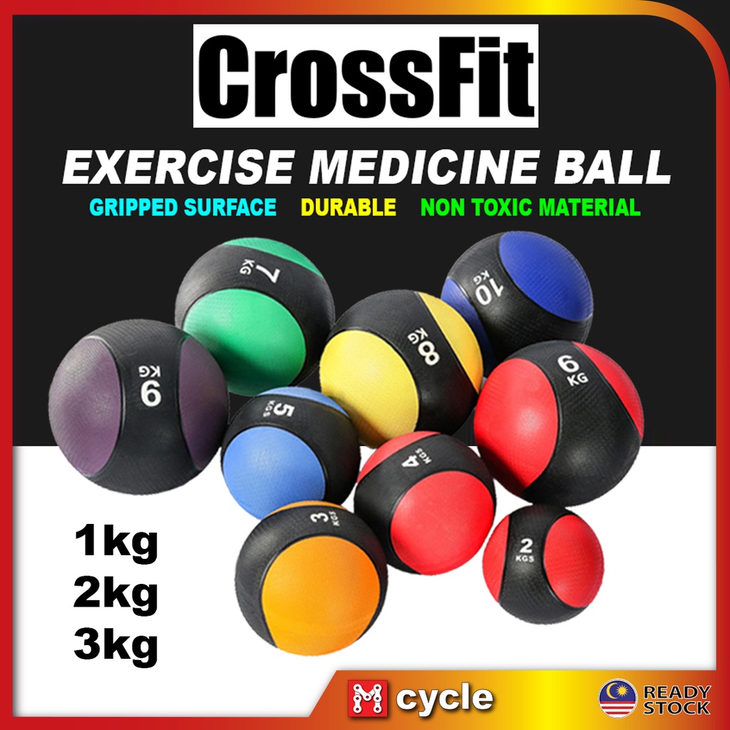 Crossfit Exercise Medicine Ball 1kg 2kg 3kg Rubber Gravity Bounce ...