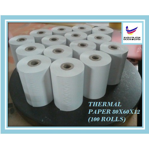 Thermal Receipt Paper Rolls 80mm X 60mm X 12mm (100 Rolls) [READY STOCK ...