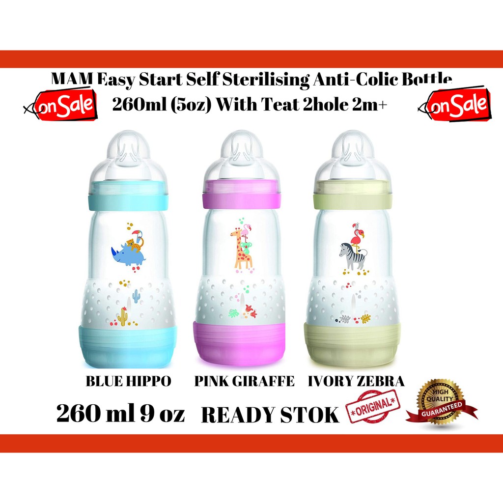 BOTOL MAM EASY START SELF STERILISING ANTI-COLIC BOTTLE 260ML (9OZ) | Shopee Malaysia