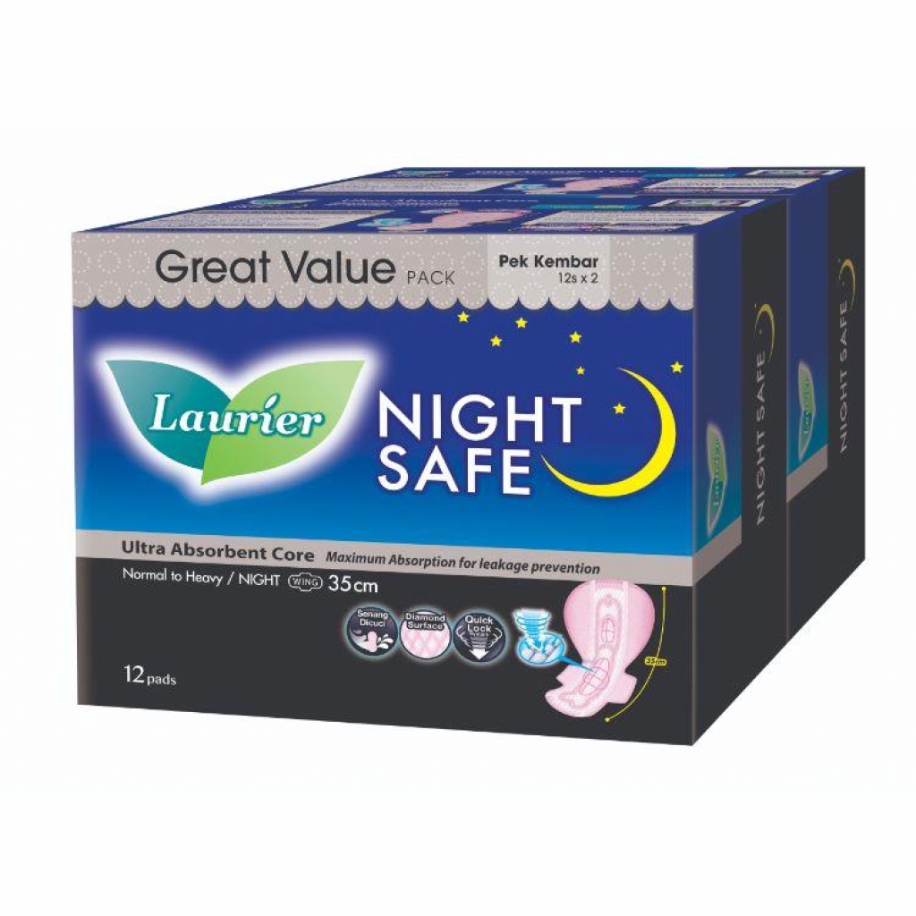 Laurier Night Safe Wings 35cm 12s x2 | Shopee Malaysia