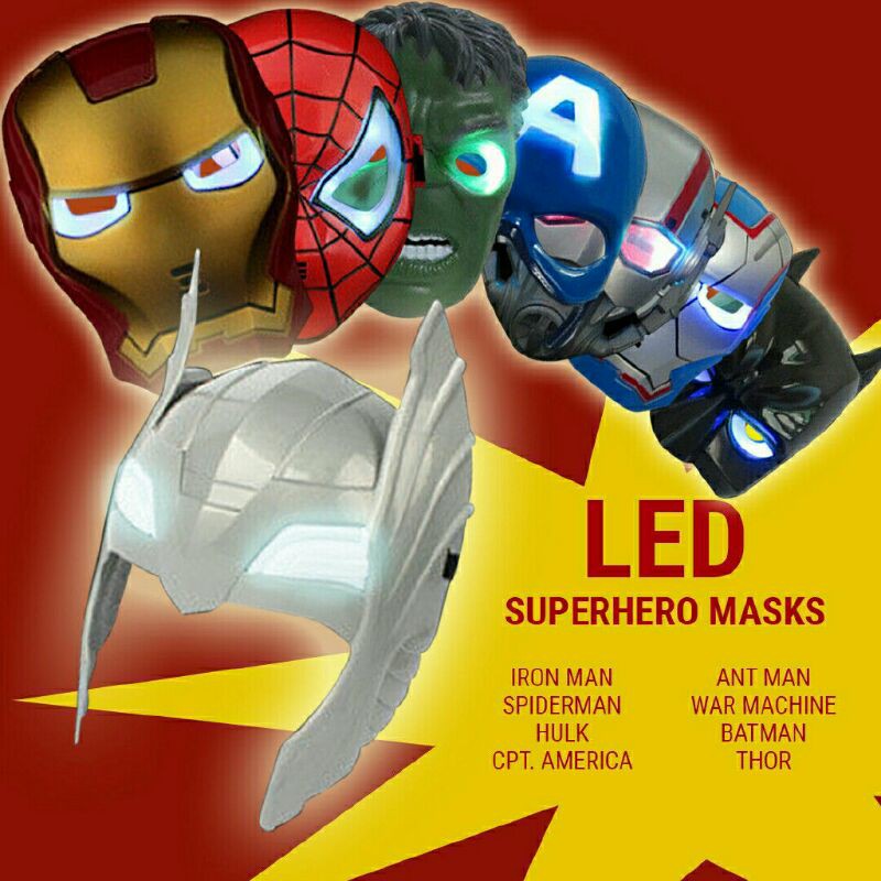 Superhero LED Kids Optimus Prime Mask Spiderman Iron Man Hulk 【Topeng ...