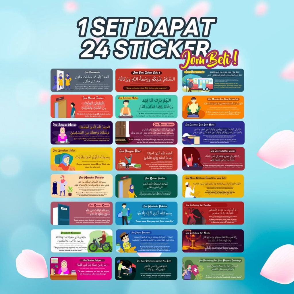30/24/16 /Set Doa Harian Sticker /Bookmarks/ Ceria/ Menarik/ Berwarna ...
