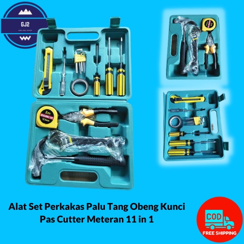 Tool Set Tooling Hammer Pliers Screwdriver Wrench Cutter 11 in 1 ...