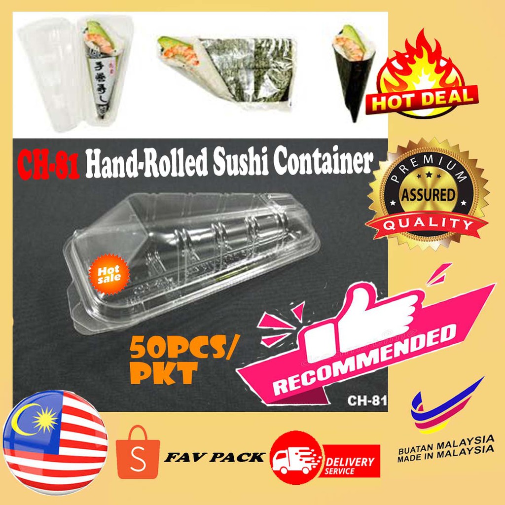 CH-81 (HIRO) Plastic Hand Tray Packaging - Rolled Temaki Sushi Tray ...