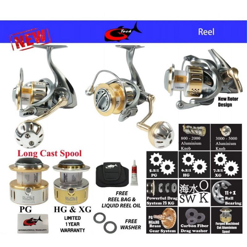 G-TECH DUAL POWER SWA SERIES - SPINNING REEL NEW 2022 | Shopee Malaysia