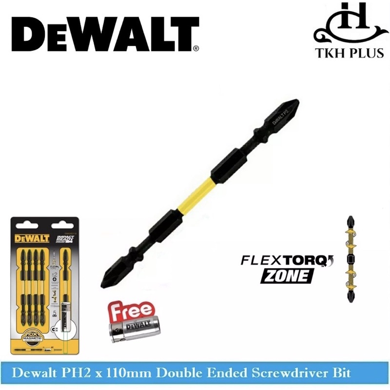 [100% ORIGINAL] DEWALT DOUBLE ENDED MAGNETIC SCREWDRIVER BIT PH2 110MM ...