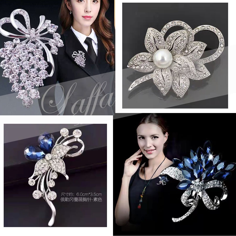 High-end Korean Rhinestones Brooch Pin Tudung Muslima Hijab Pin ...