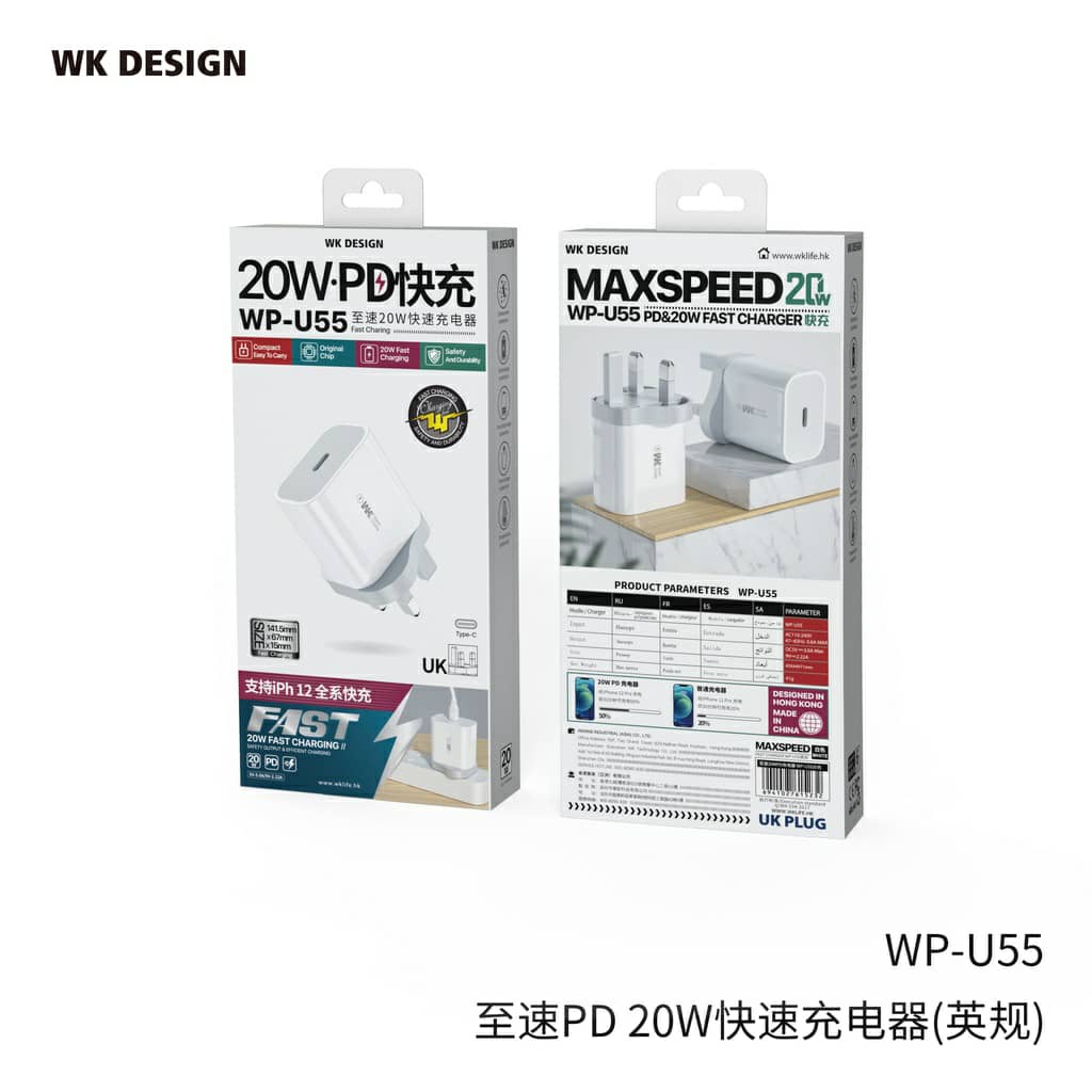 Wekome WK Design WP-U55 20W PD USB-C Fast Charger Wall Plug Adapter ...