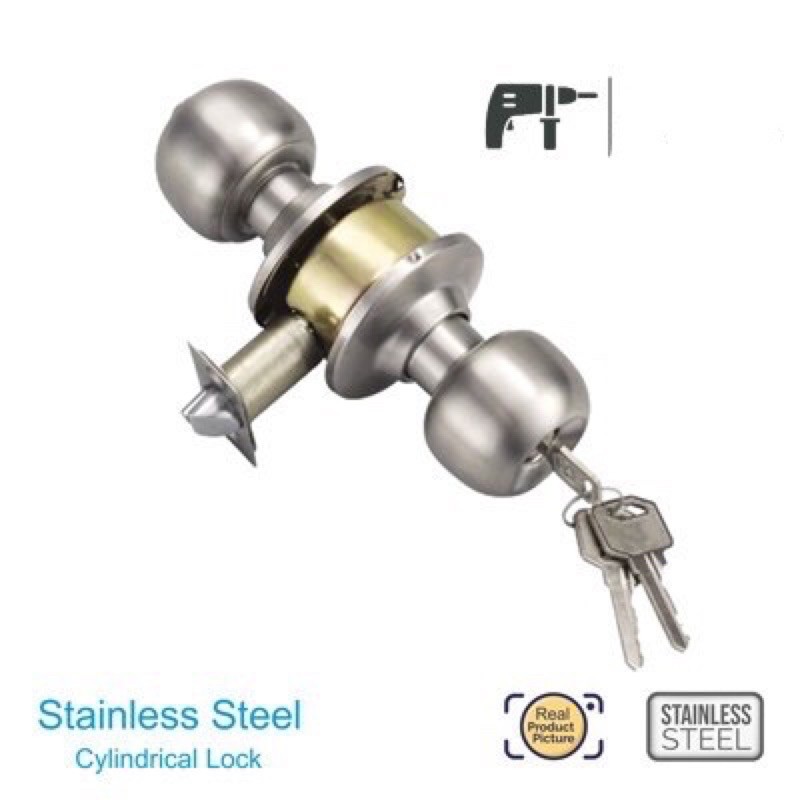 [Ready Stock] HOSO Cylindrical Door Lock Round Ball Door Knob Set Pintu ...