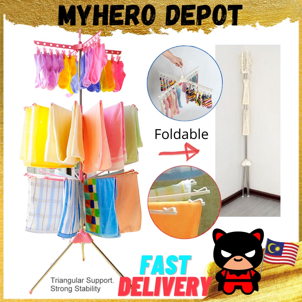 3 Tier Foldable Clothes Drying Rack /Ampaian Penyidai Baju / Drying ...