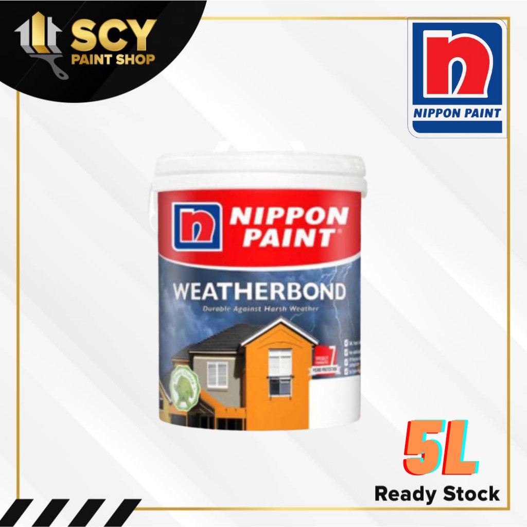 NIPPON PAINT Weatherbond 5L Exterior Paint/Cat Luar/Cat Rumah /Cat ...