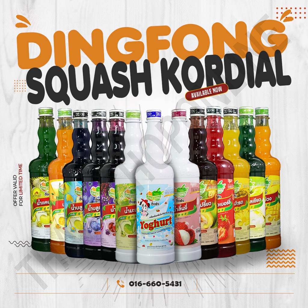 Ding Fong Squash Kordial Ice BLended Flavour Perasa Air Thailand (760ML ...