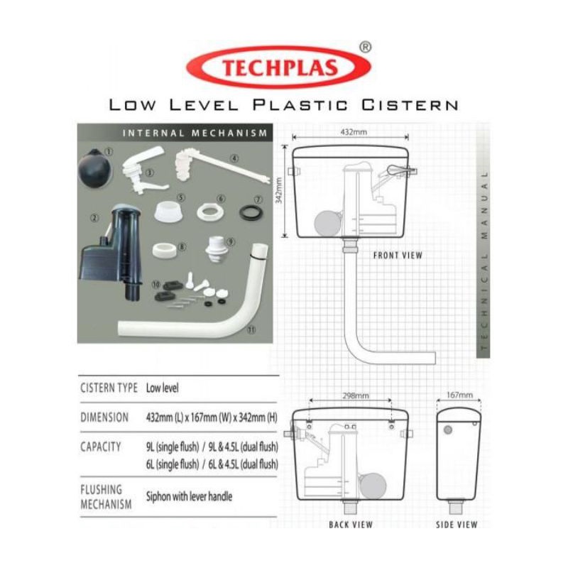 Techplas low level plastic cistern / Tangki tandas duduk | Shopee Malaysia