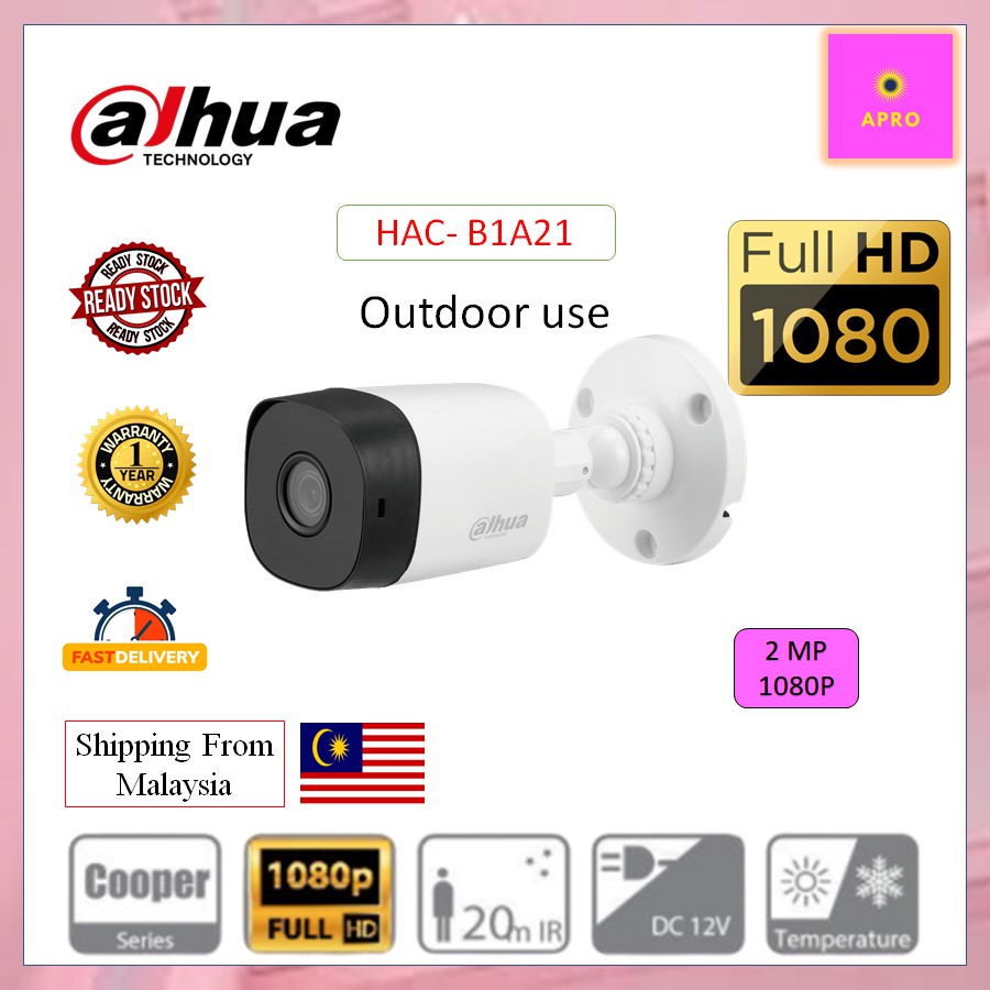 DAHUA 2MP CCTV CAMERA 1080P OUTDOOR ( DH-HAC-B1A21P ) BULLET | Shopee ...