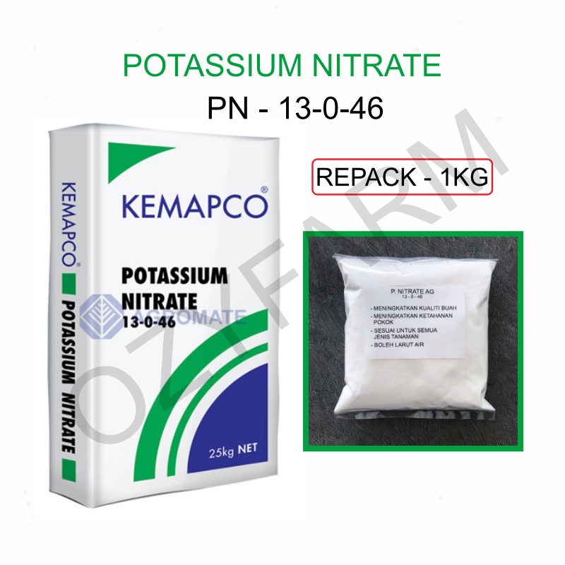 Potassium Nitrate KEMAPCO KNO3 baja buah bunga 100% ORIGINAL - 1kg ...