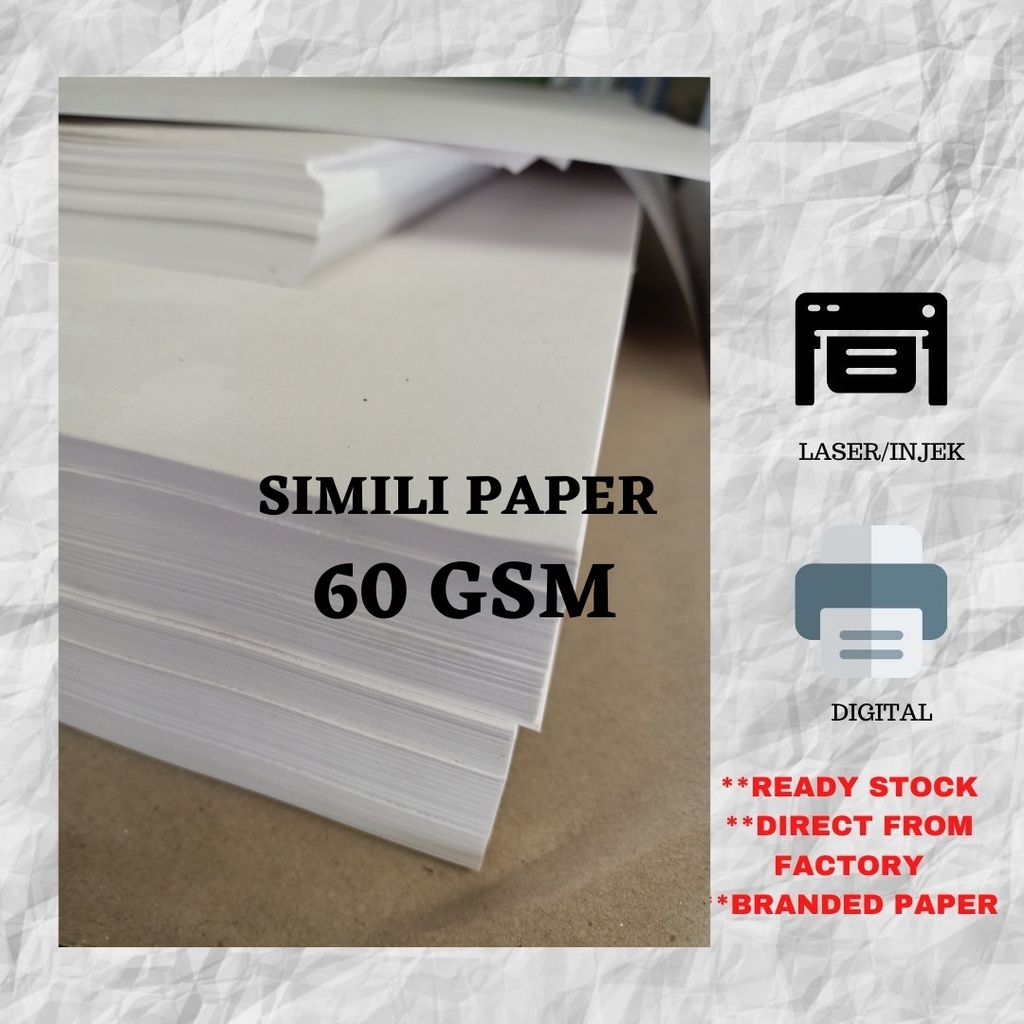 READY STOCK !! 60GSM SIMILI Paper (500 PCS) / KERTAS / PRINTING/ BOOK ...